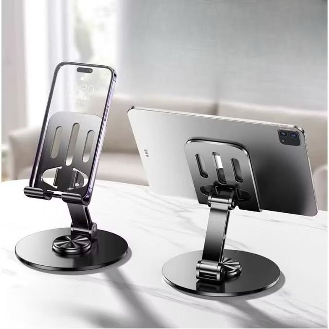 Suporte Alumínio de Mesa Base Rotatória Ajustável 360º Para Smartphones ...