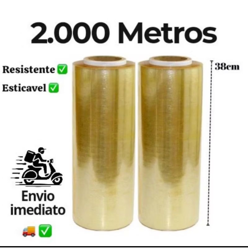 Kit 2 Rolos Bobina Plastico Filme Pvc Esticavel Resistente 38cm X 1000m ...