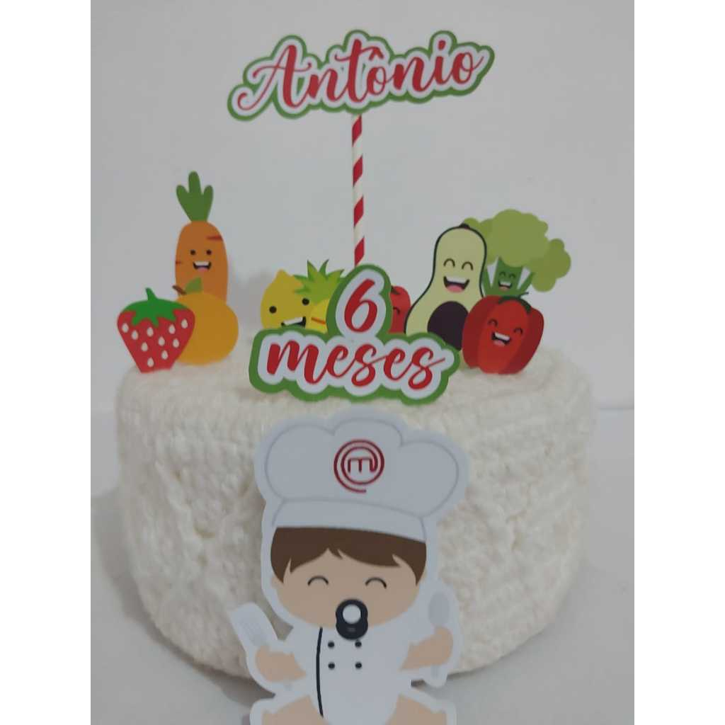 Topo Topper Decoração De Bolo Enfeite Introdução Alimentar Legumes ...