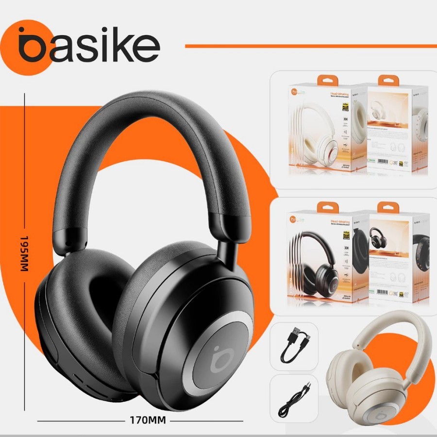 Basike Fone de ouvido Headphone Bluetooth 5.4 redução de ruído ANC HiFi ...