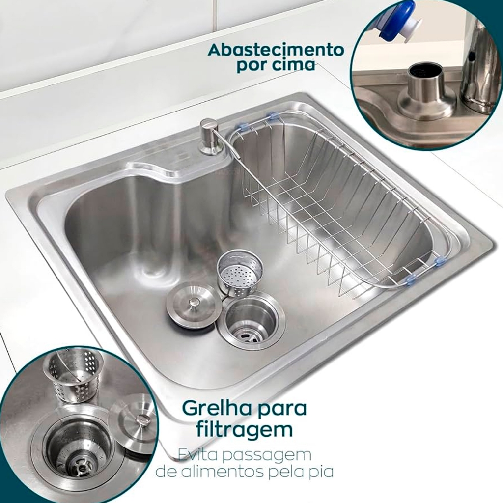 Cuba de Pia de Cozinha Grande Gourmet Sobrepor / Embutir Pia Aço Inox ...