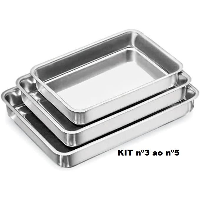 KIt 3 Assadeiras Forma de Bolo Retangular Alumínio Resistente Conjunto ...