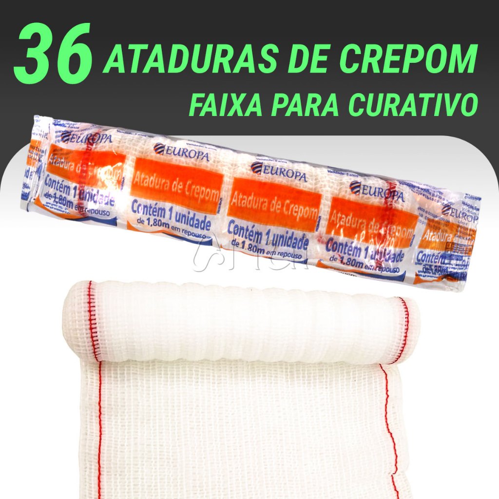 Atadura de Crepom 36 Rolos Faixa Curativo 1,80m Europa PolarFix | Shopee Brasil