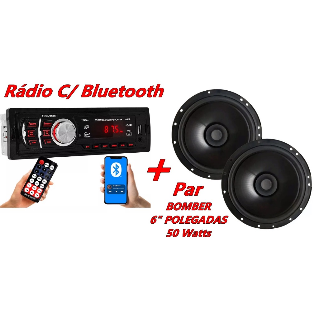 Rádio Com Auto falantes 6 polegadas kit som automotivo bluetooth e ...