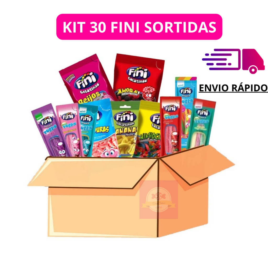 Kit 30/25 Bala Fini Sabores Variados Caixa Mini Fini Sortidos 15g ...