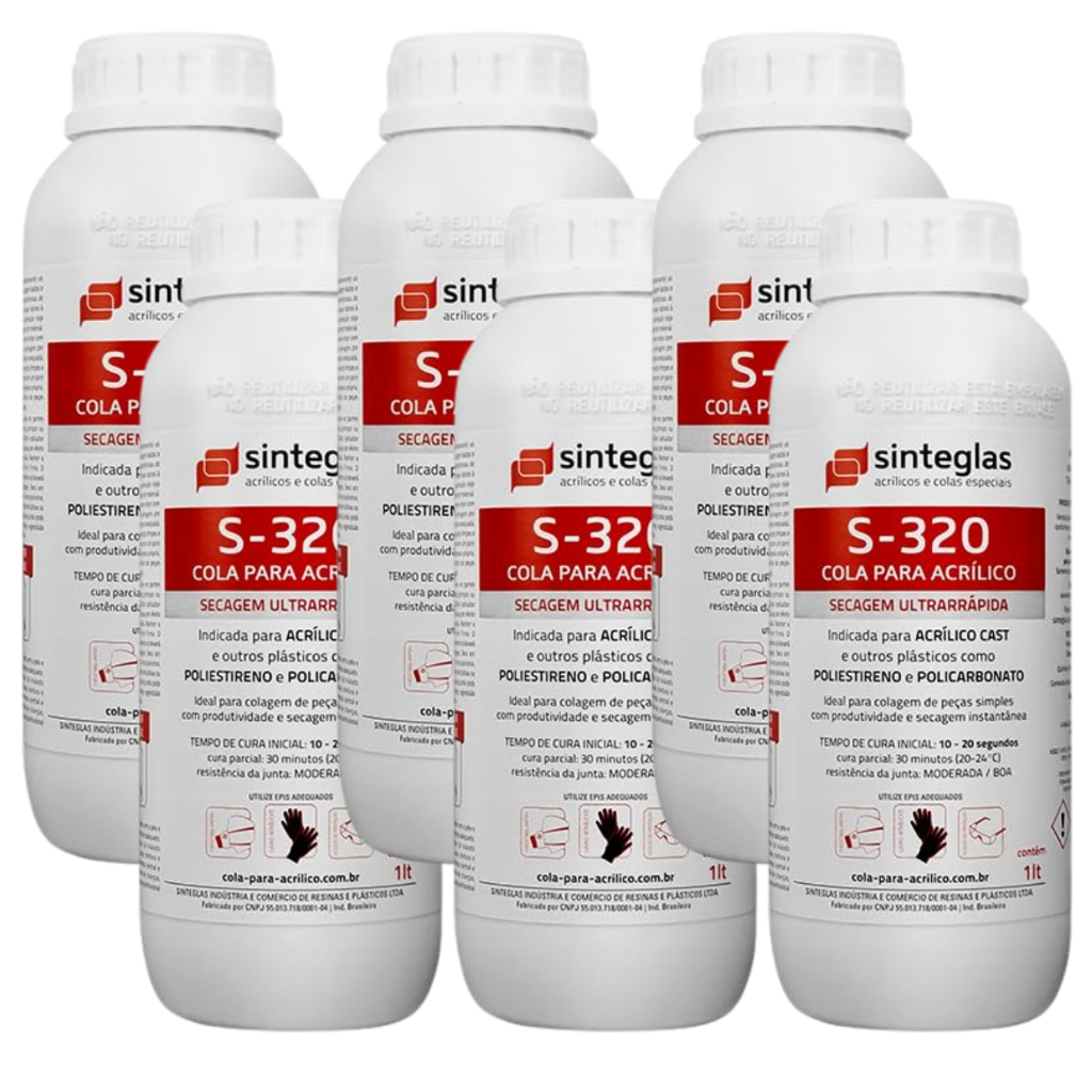 5 Cola Ultra-sinteglas Acrílico/policarbonato S-320 1 Litro | Shopee Brasil