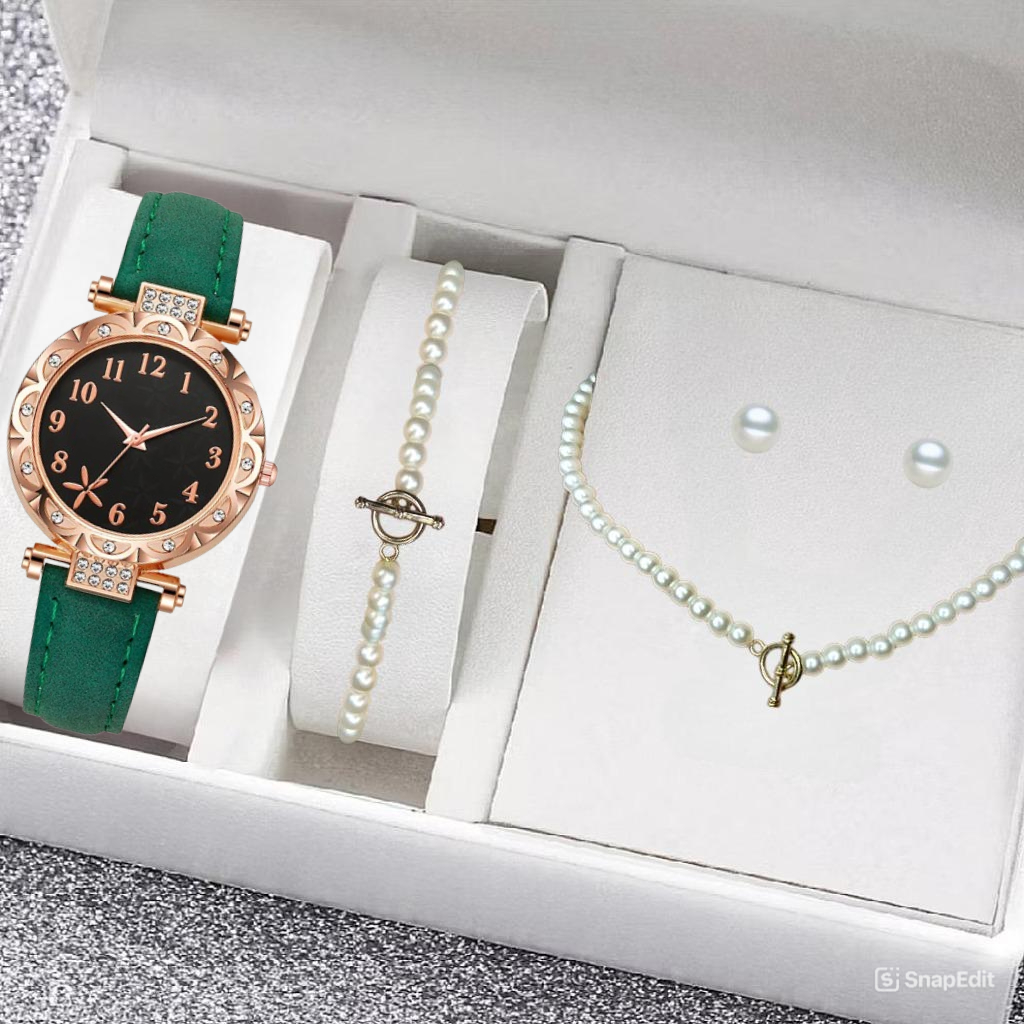 Kit Relógio Feminino Conjunto Brinco Pulseira Colar Anel Relogio Femino ...