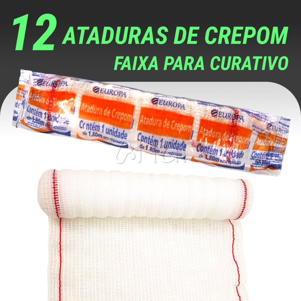 Atadura de Crepom 12 Rolos Faixa Curativo 1,80m Europa PolarFix | Shopee Brasil