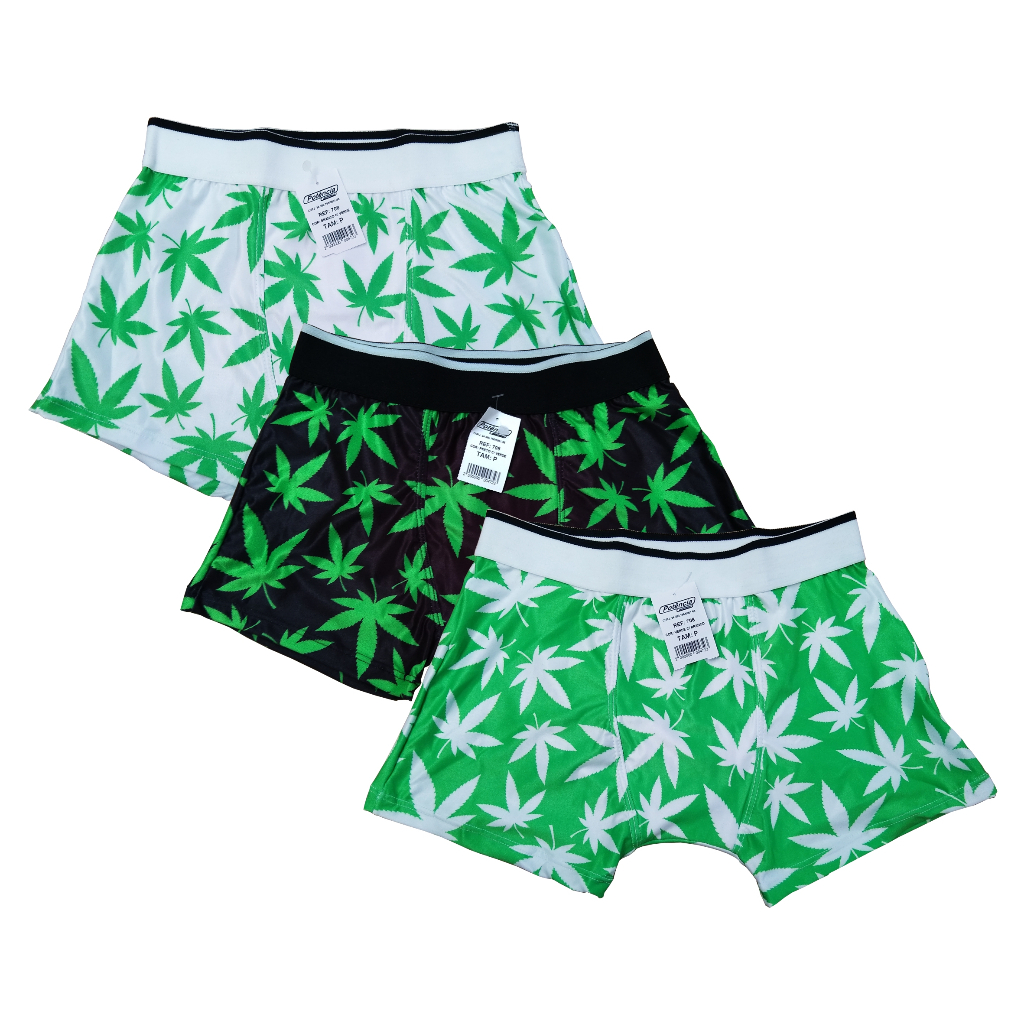 Cueca Boxer Hemp Estampada Folhas Maconha Cannabis Poliester | Shopee ...