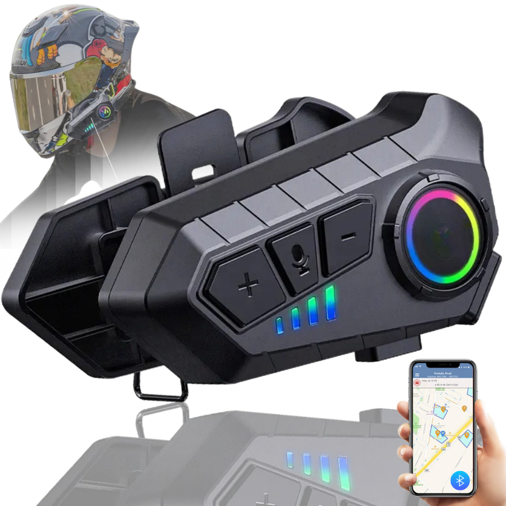 Fone De Ouvido Comunicador Sem Fio De Moto Capacete Chamada Estéreo ...