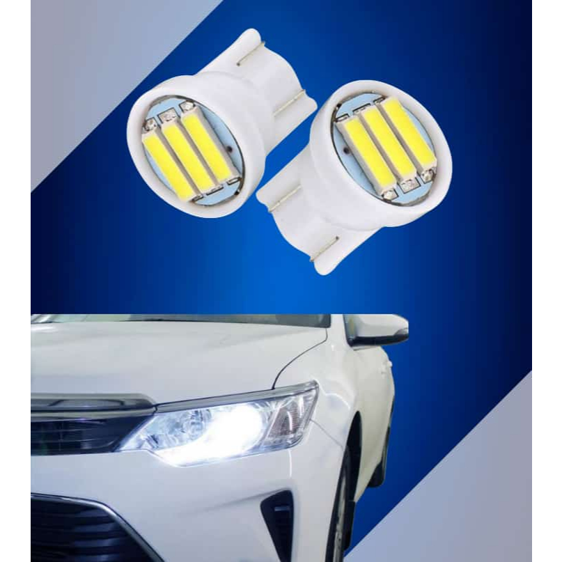 KIT 10 UNI Lâmpada Led pingo T10 3 LEDs Luz Branco | Shopee Brasil