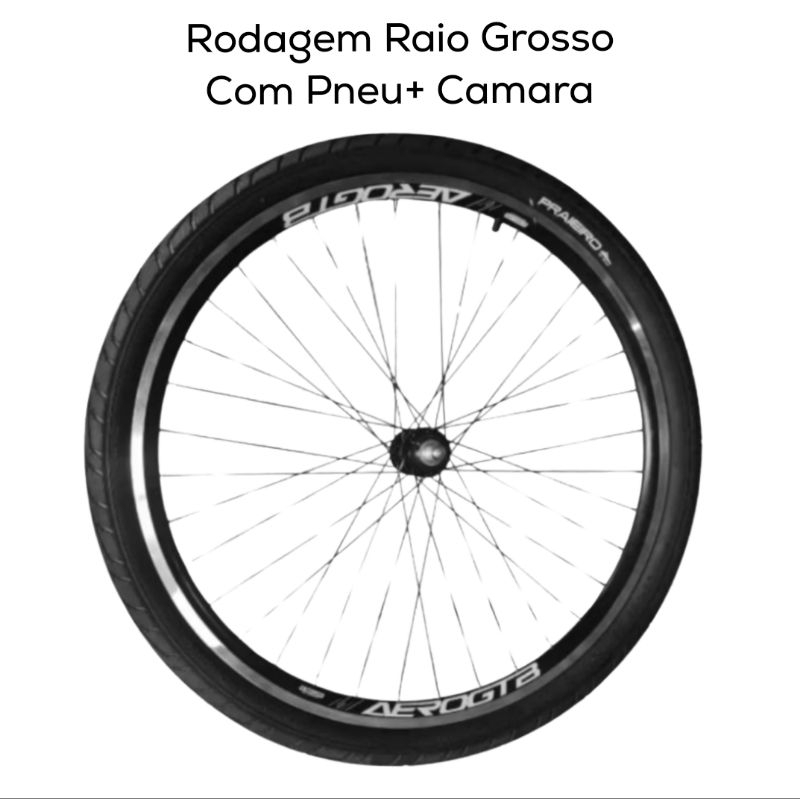 Kit Roda Aro Aero 26x1.95 Raio Grosso Pneu + Câmara Cubo Esferado ...