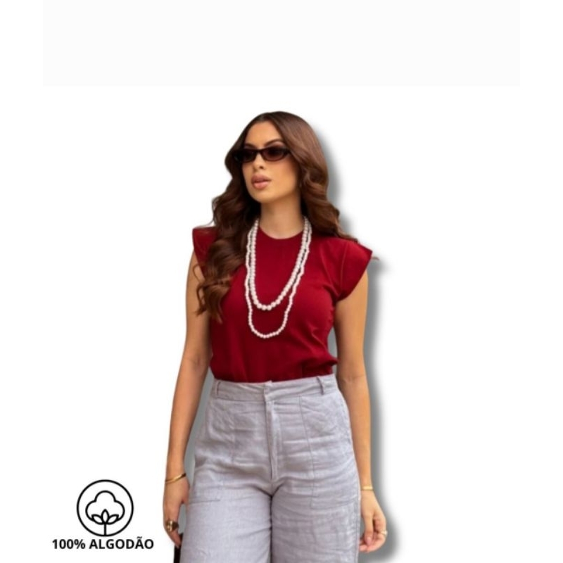 T-shirt feminina muscle tee básica lisa 100% algodão | Shopee Brasil