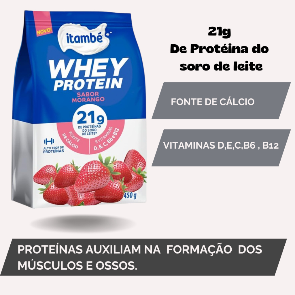 Whey Protein Suplemento Alimentar em pó 450 gr - Itambé | Shopee Brasil