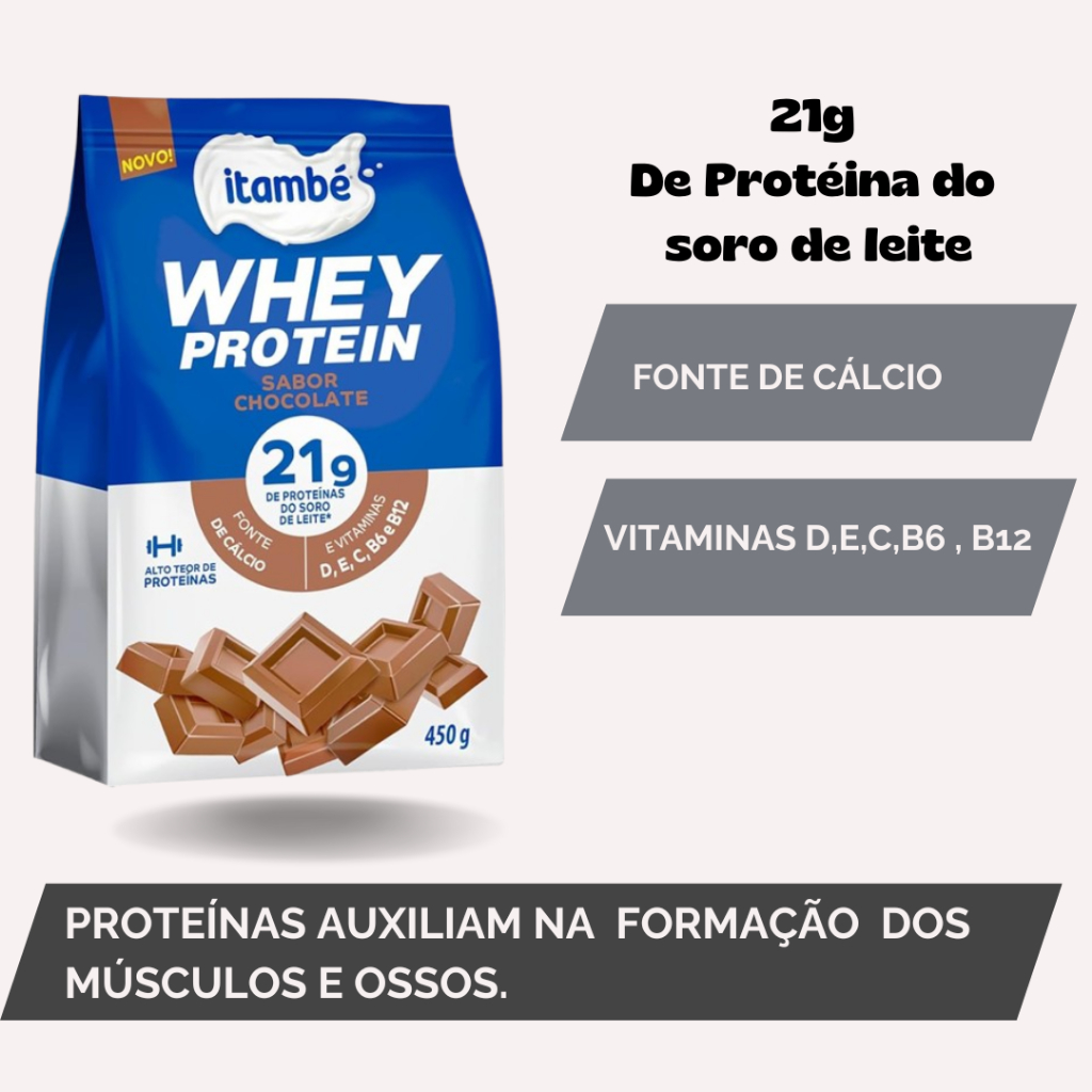 Whey Protein Suplemento Alimentar em pó 450 gr - Itambé | Shopee Brasil