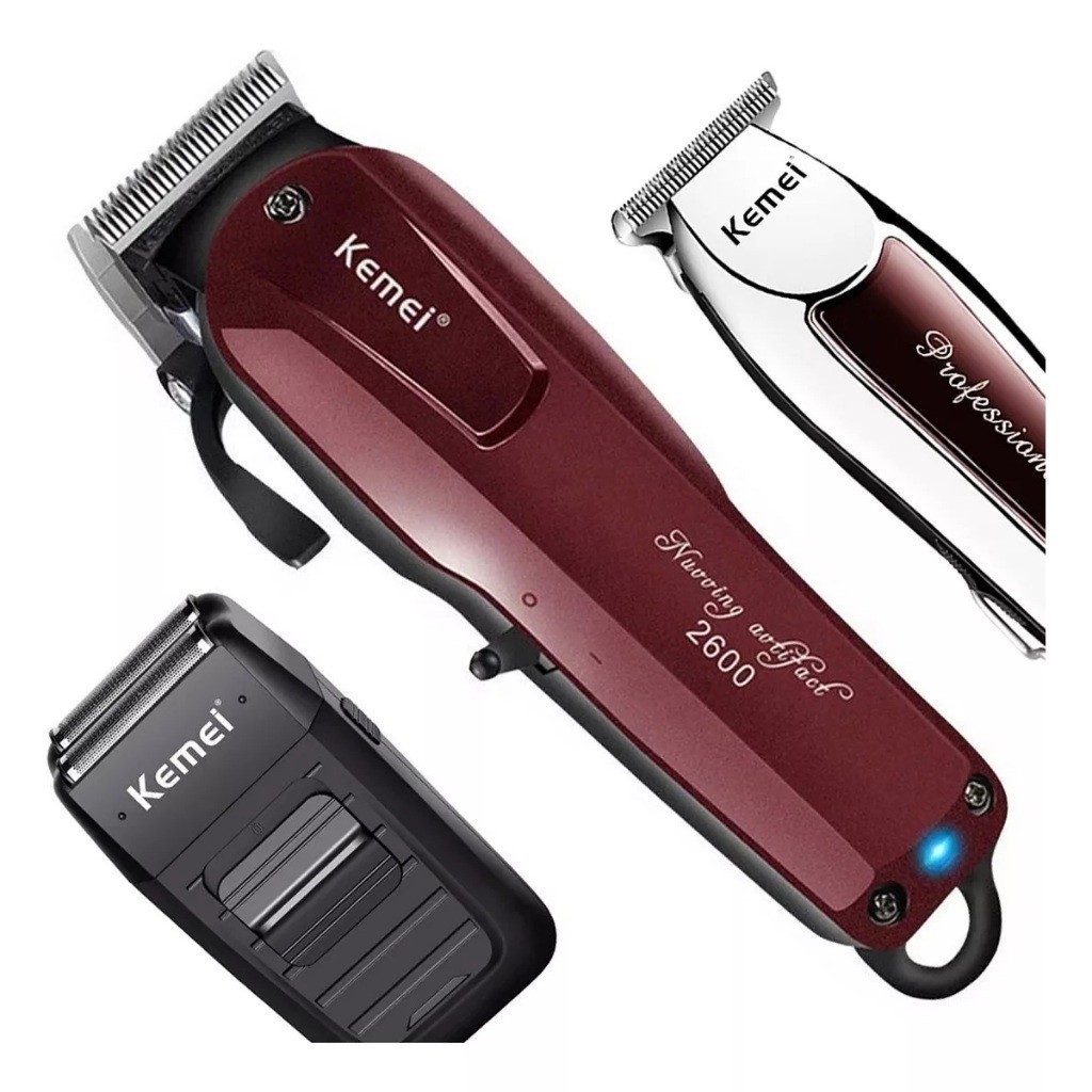 Máquina De Corte Profissional Kemei 2600 + Kemei Km 9163 + km 1102 Kit ...