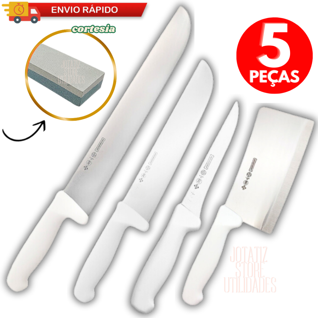 Kit Jogo De Facas Profissional Desossa E Cutelo Para Açougue ...