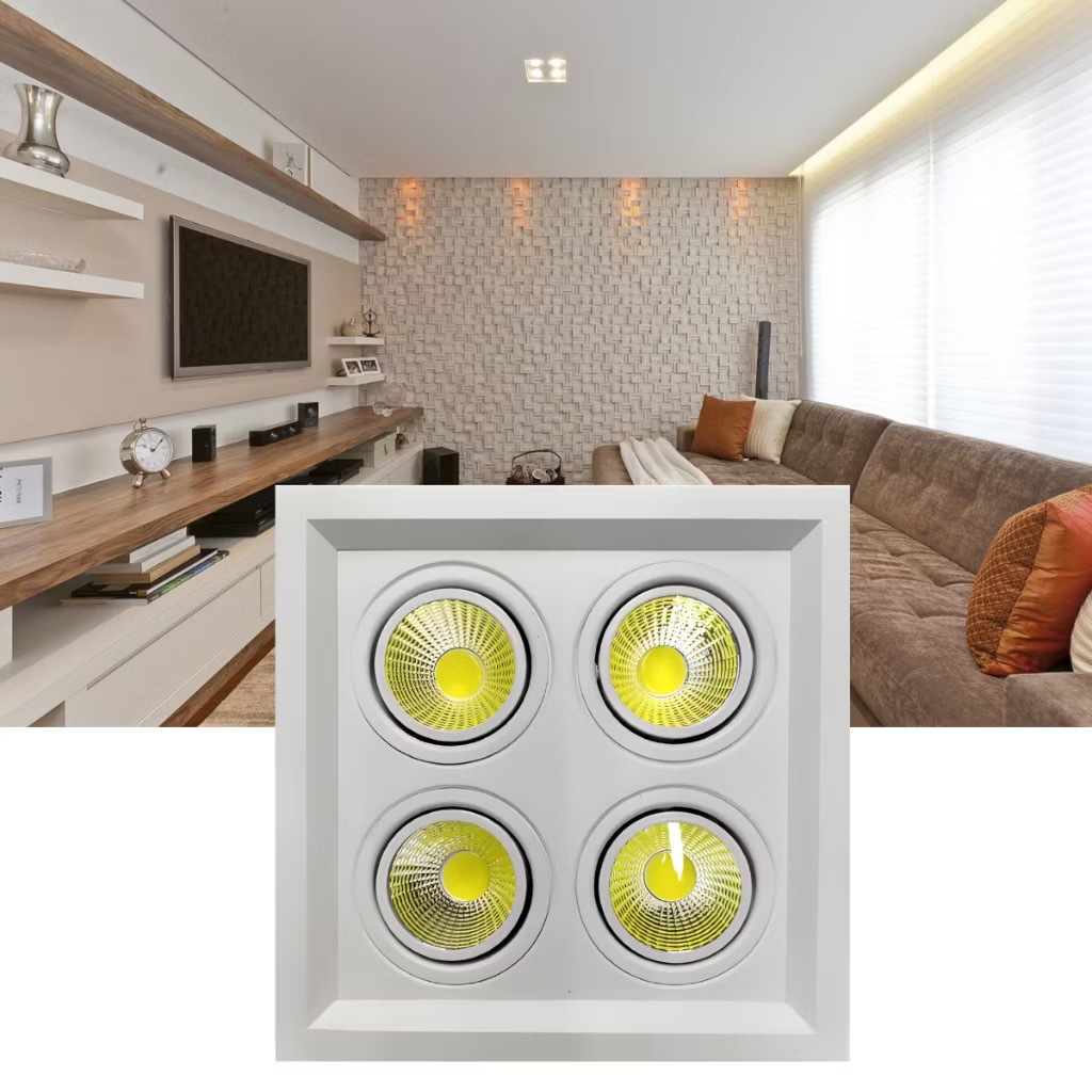 Paflon 4 Spot Led De Embutir No Teto Lâmpadas Dicroica 4x10 40w Branco ...