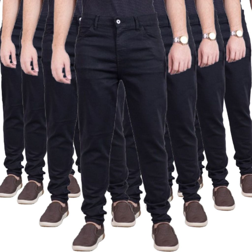 Kit Com 10 Calças Jeans Masculina Preta Original Elastano Lycra Laicra ...