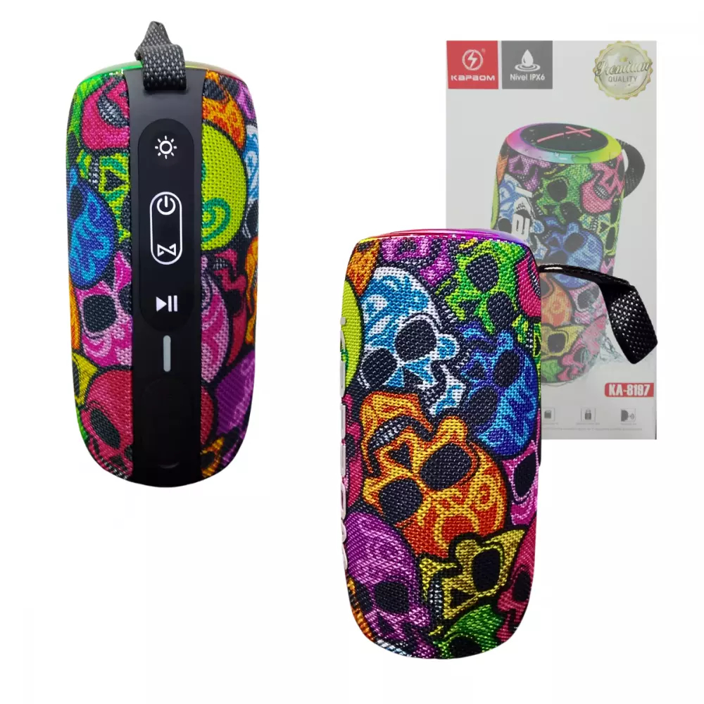 Caixa de som bluetooth rgb estampada - kapbom ka-8197 | Shopee Brasil