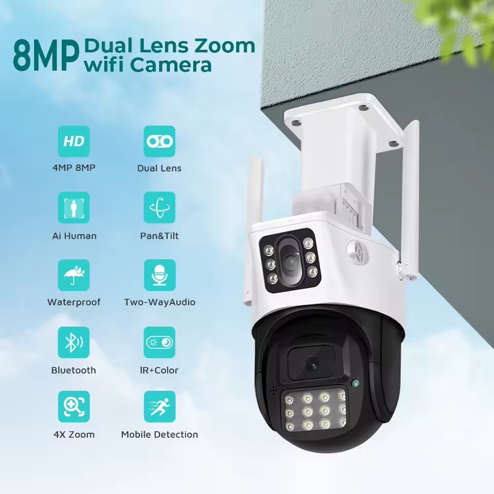 Câmera De Segurança Lente Dupla ICESEE IP66 Wi-Fi 360° Sensor Movimento ...