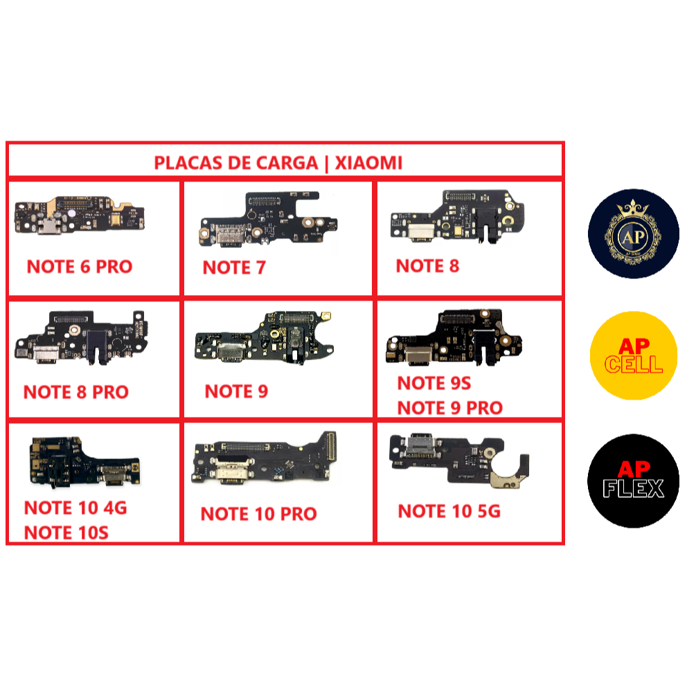 Placas de carga MODELOS VARIADOS | NOTE 6 PRO / NOTE 7 / NOTE 8 / 8 PRO / NOTE 9 / NOTE 9S 9PRO ...
