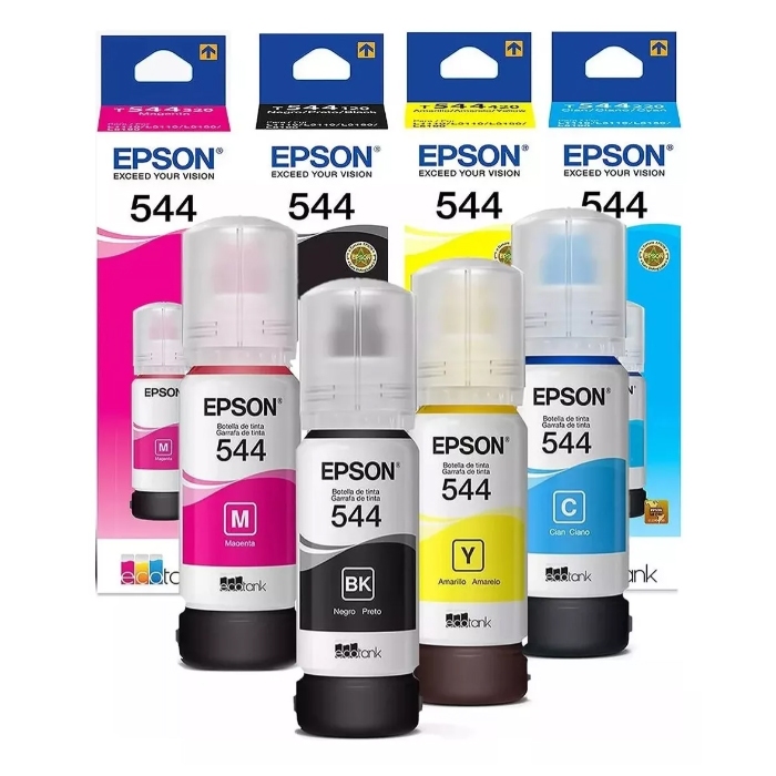 Tinta Original Epson T544 - L3150 L3210 L3250 - Kit 04 Cores | Shopee Brasil