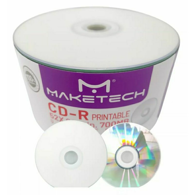 50 CD-R PRINTABLE MAKETECH 700 MB 80 MINUTOS 52X ORIGINAL | Shopee Brasil