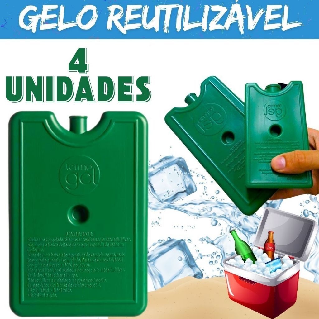 Kit 4 Gelo Rigido Gelox Gelo Reutilizavel Pequeno 200ml Médio 400ml ...