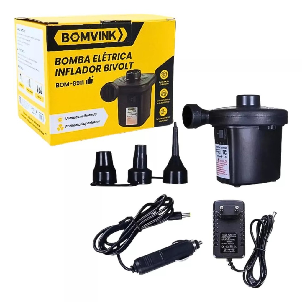 Bomba elétrica inflador bivolt BOM-8911 | Shopee Brasil