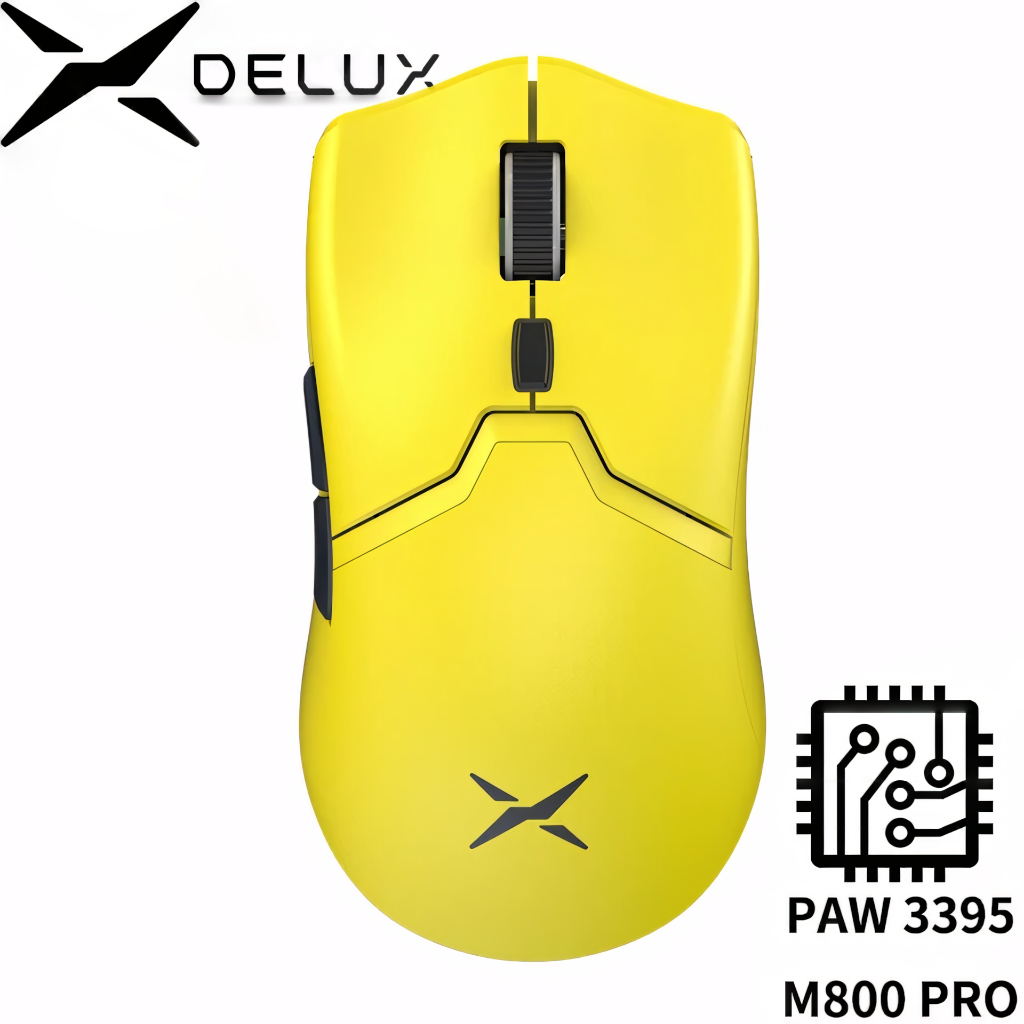Mouse Delux M800 PRO PAW3395 Sem Fio, Bluetooth, Conexão Tri-Mode, 26000DPI, Switches Huano Pink ...