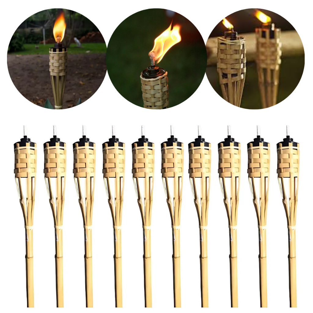 Kit 10 Tocha Bambu Lamparina Festa Temática Decoração Jardim Luau 120cm ...