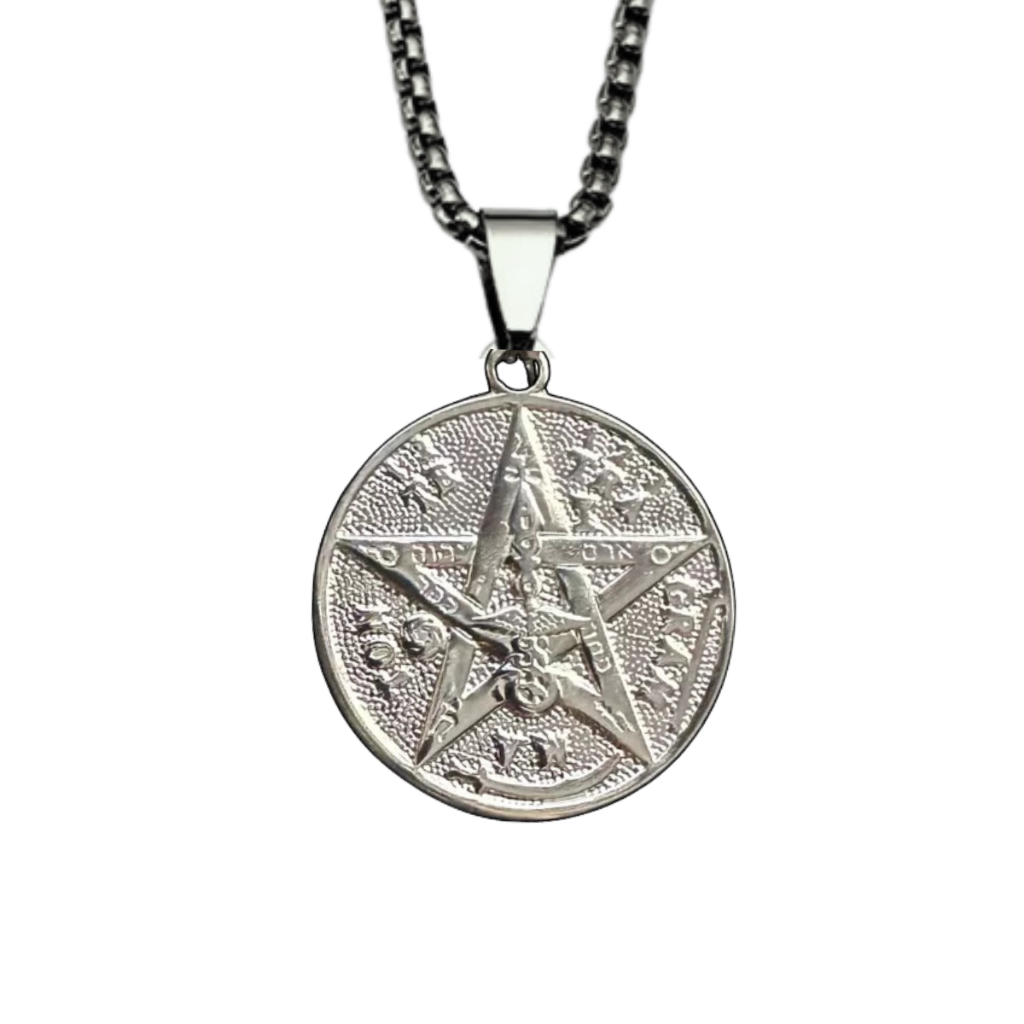 Colar Pingente Tetragrammaton Tetragrama Pentagrama Salomão Aço ...
