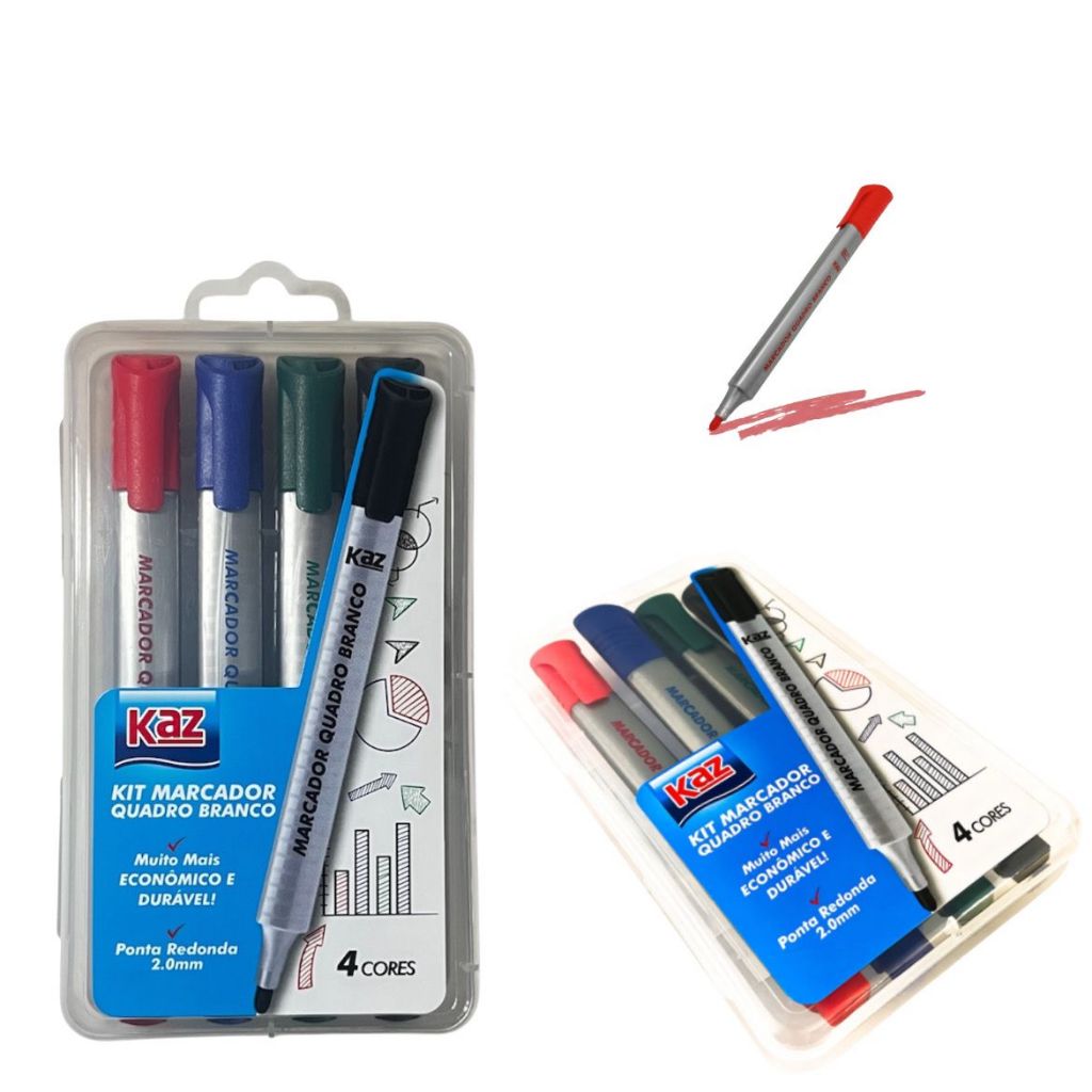 Kit 4 Caneta Para Quadro Branco 2mm - Canetão Marcador | Shopee Brasil