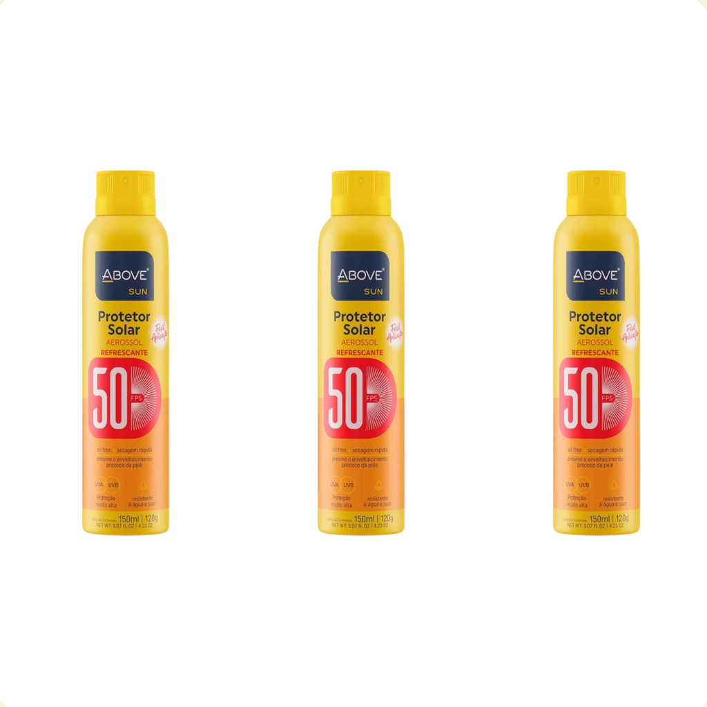 Kit Com 3/6 Protetor Solar Spray Above Fator 50 150ml proteção UVA e ...