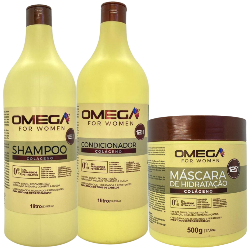 Kit de cabelo Colágeno shampoo e condicionador 1Litro+máscara creme de ...