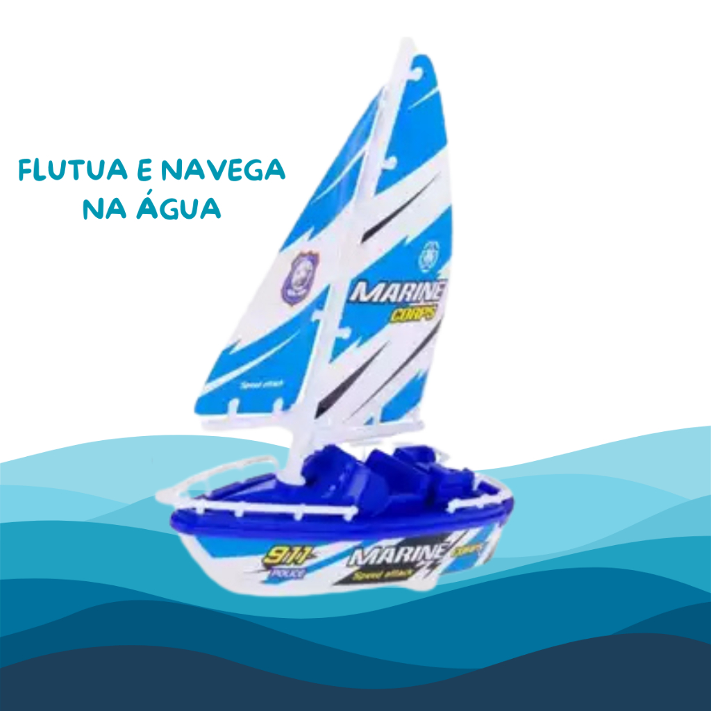 Brinquedo Barco Com Motor Movido A Pilha Anda Na Água Navio Azul ...