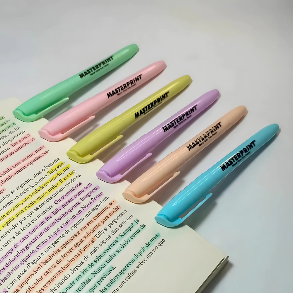 Kit 6 Canetas Marca Texto Tom Pastel para Grifar e Destacar Texto ...