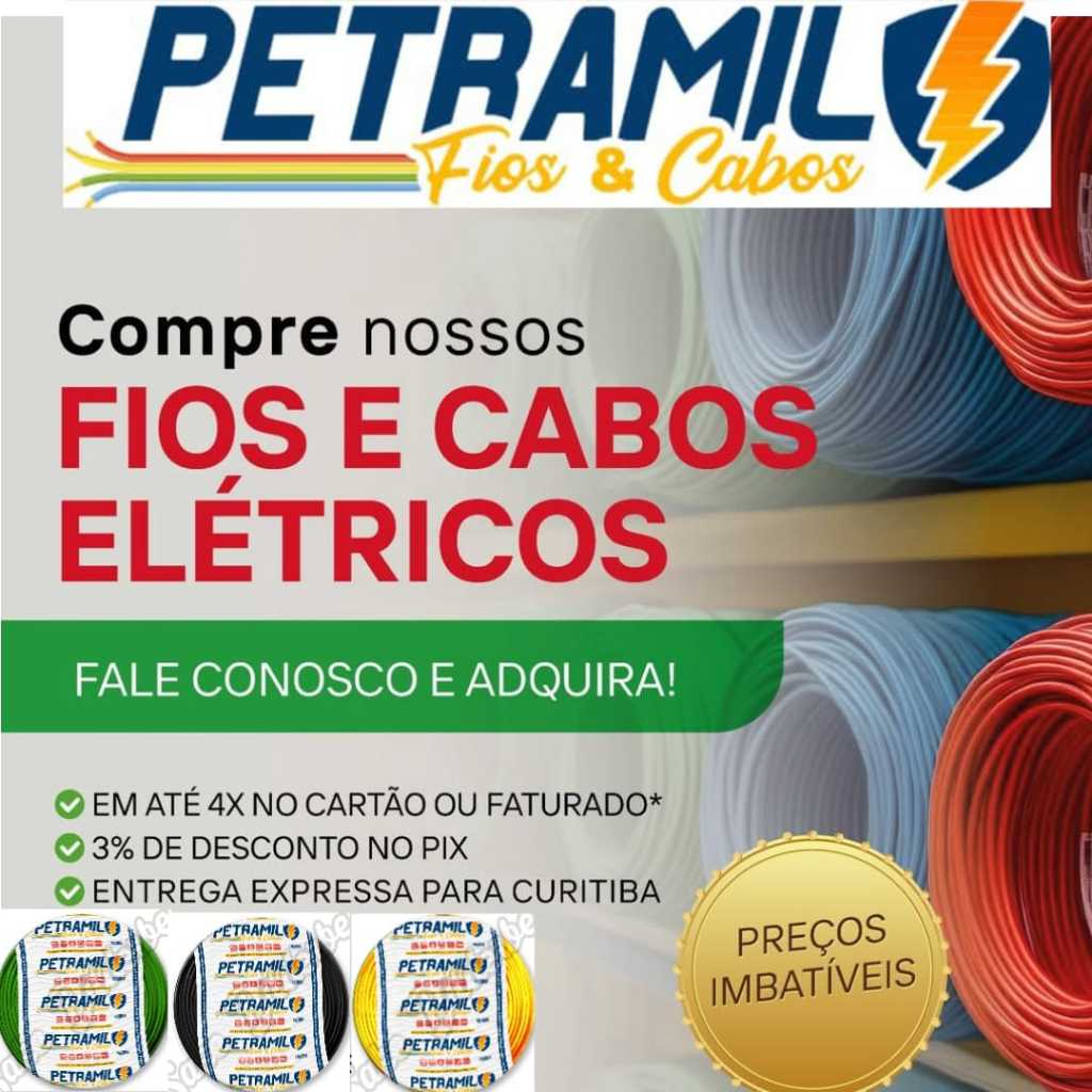 Petramil- Fios Flexíveis- 4mm- 50metros- Bitola Pequena de 50m de cabos ...