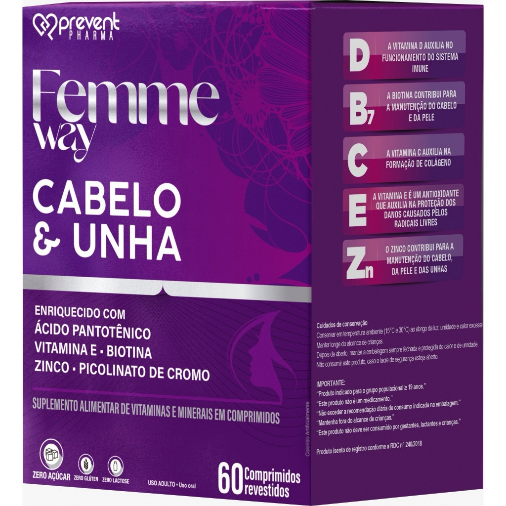 Cabelo e Unha Femme Way – Vitamina Completa | Prevent Pharma | Shopee ...