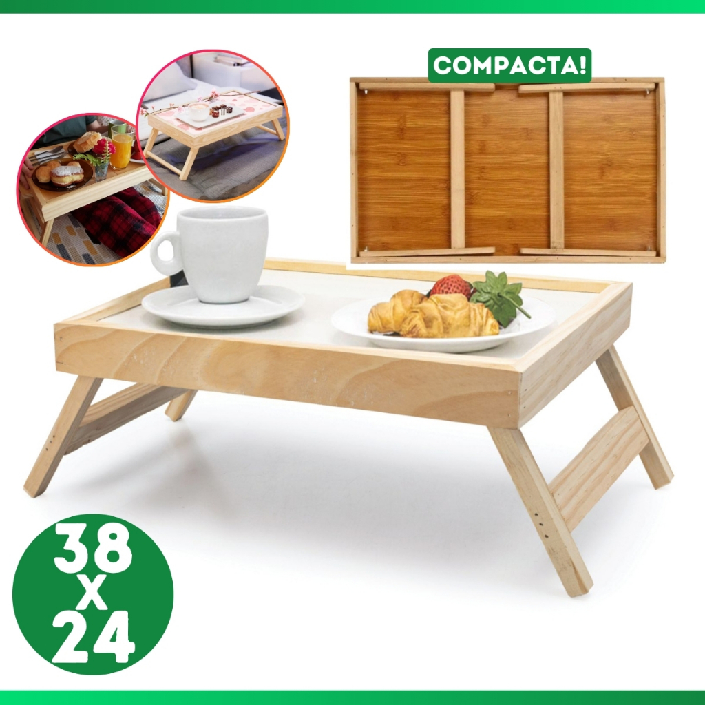 Bandeja Dobrável De Madeira Para Café E Refeições Na Cama 38X24 cm Mad ...