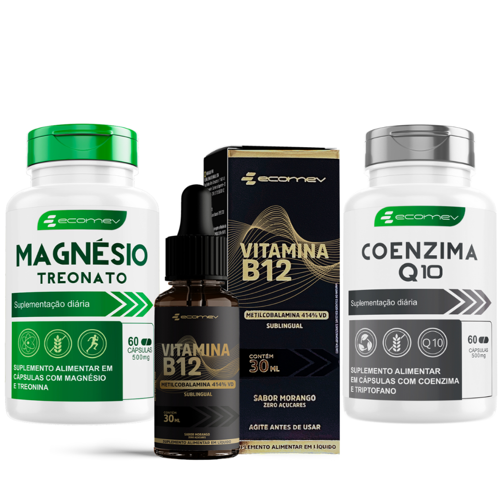 Coenzima Q10 + Magnesio Treonato + B12 Metil Gotas Sublingual Ecomev | Shopee Brasil