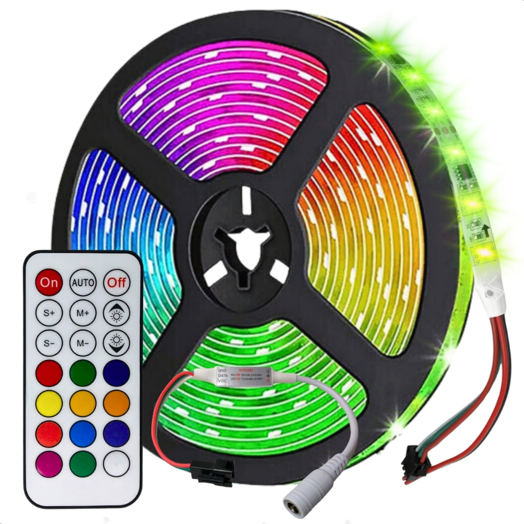 Fita Led RGB Luz Colorida 5m Metros Lede em Fita 12v 300 Leds Alto ...