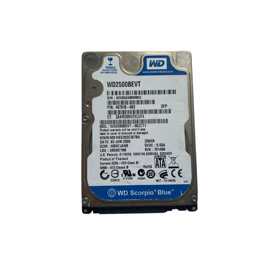 HD Notebook Sata 250gb Western Digital wd2500BEVT WD Scorpio Blue ...