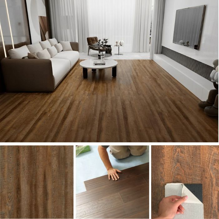 Piso Vinílico Auto Colante Madeira Imbuia Premium 2mm Único Com ...