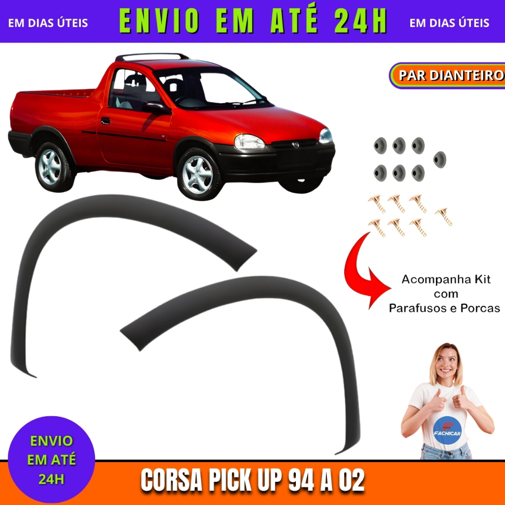 Moldura Para-lama Pick Up Corsa Dianteira Texturizada Moldura + Kit ...