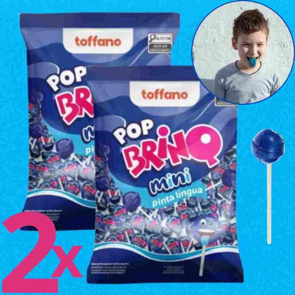 Kit 2 Pirulito 300g Sabor Tutti-Frutti Pinta Língua Mini Pop Brinq ...