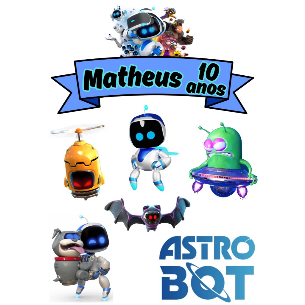 Tema Jogo Astro Bot Topo Topper De Bolo Personalizado Aniversário ...