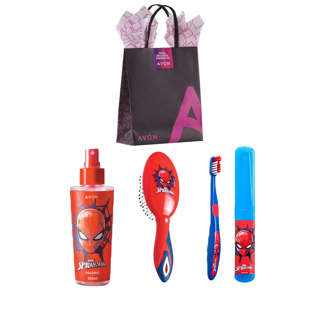 Kit Infantil Spider Man Com Colônia Escova de Cabelo e Escova de Dente ...
