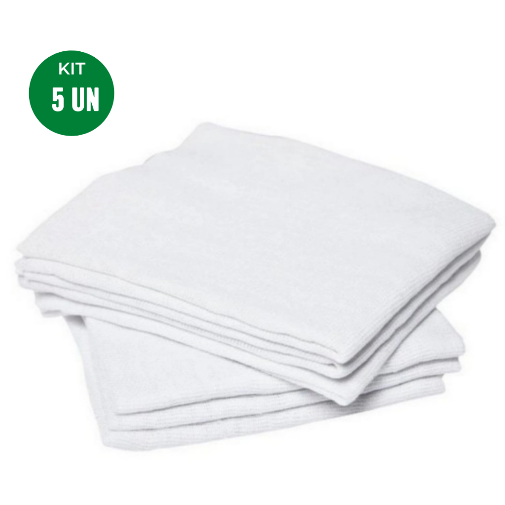 Kit 5 Panos de Prato Branco 45x75 - Pano para Cozinha Branco com Bainha ...